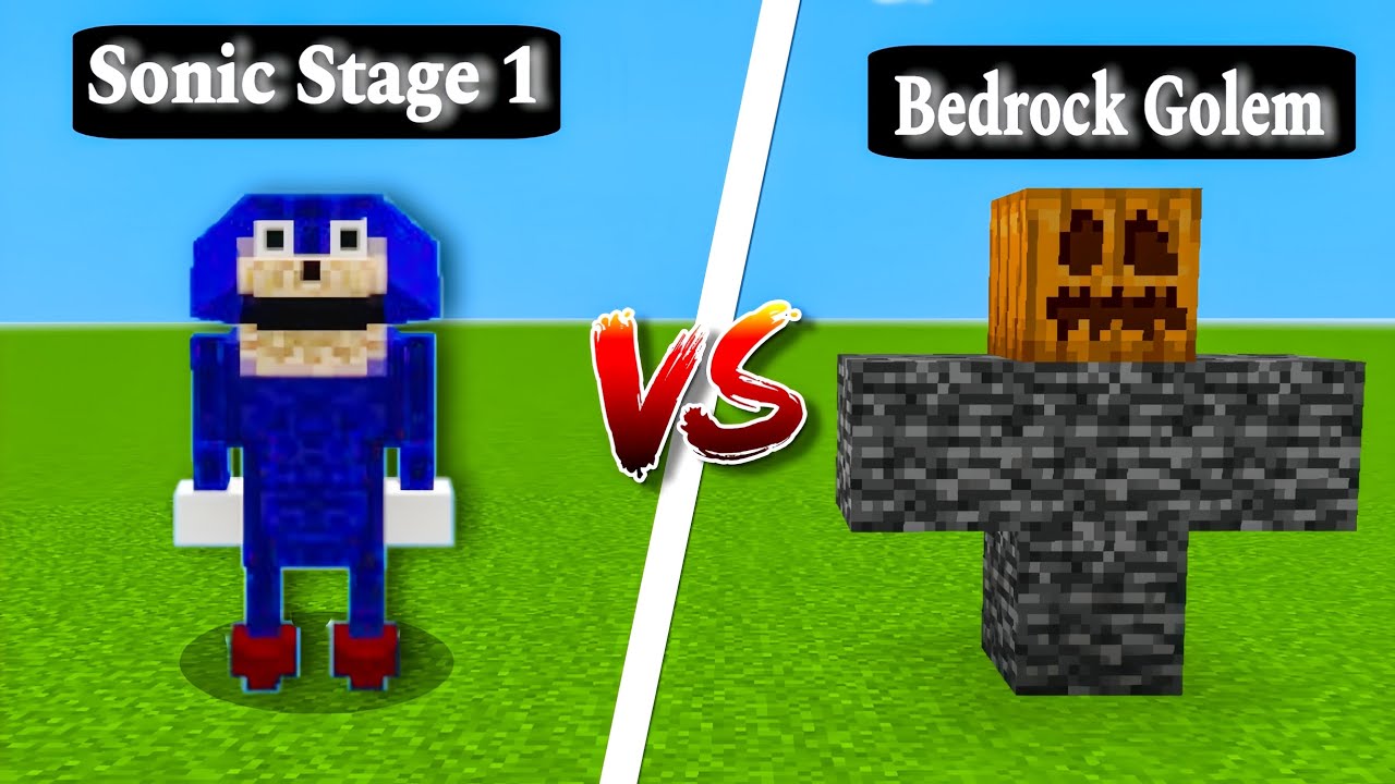 Shin Sonic Stage 1 Vs Bedrock Golem! in Minecraft - YouTube