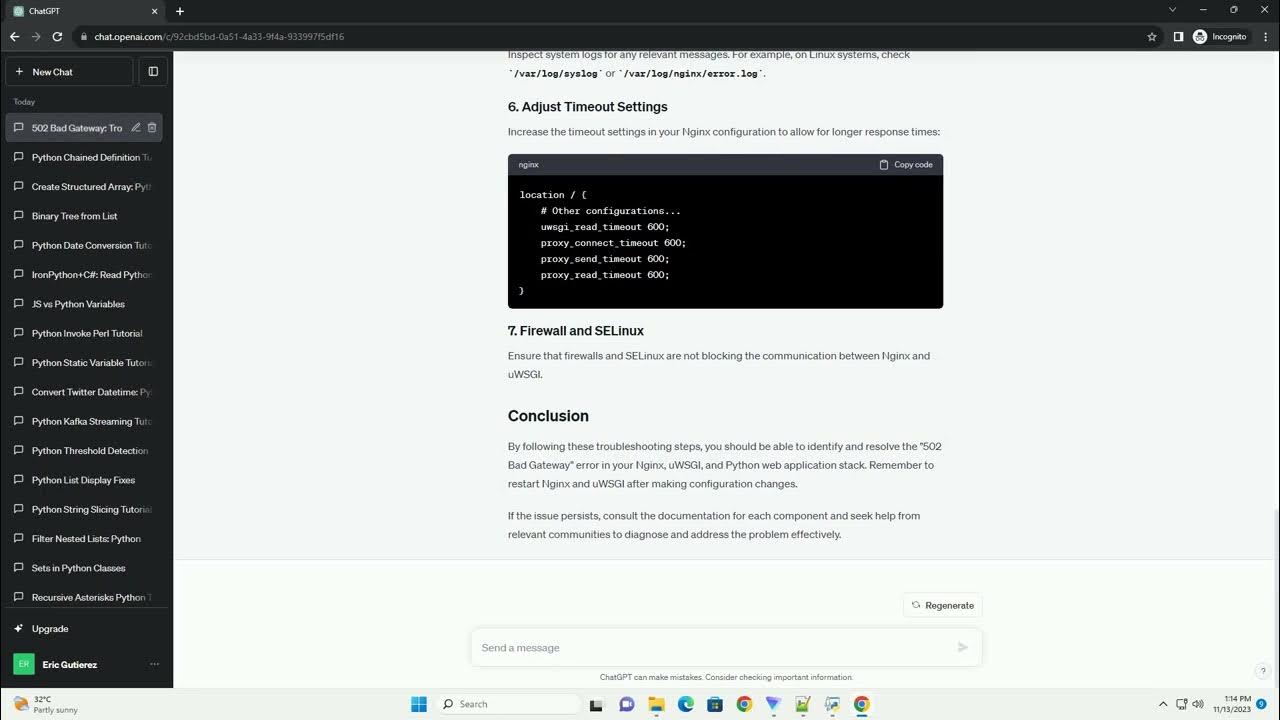 Nginx Uwsgi Python 502 Bad Gateway upstream prematurely closed connection - YouTube