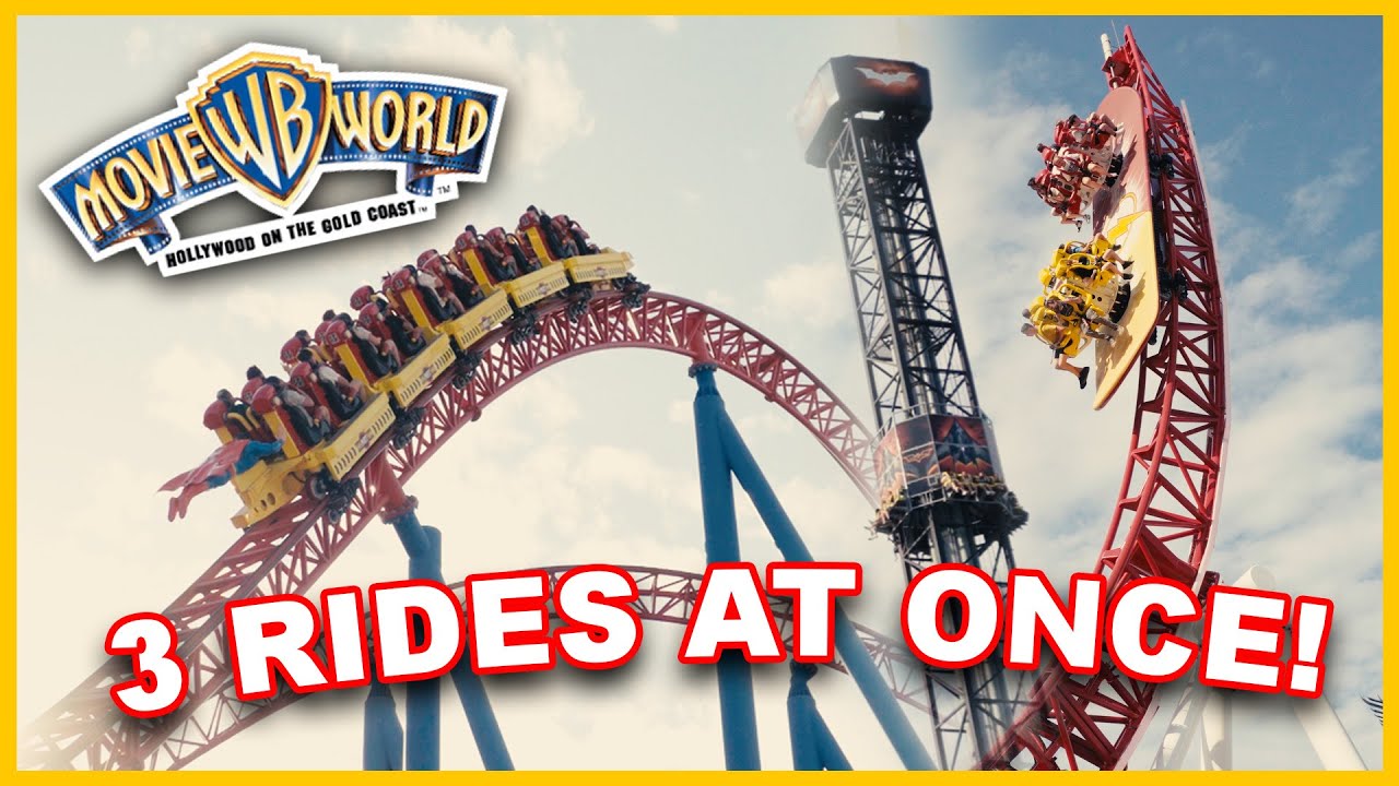 Three Rides Operating at SAME TIME - Superman, Flash and Batman ...