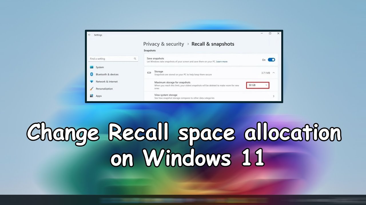 How to change Recall space allocation on Windows 11 - YouTube
