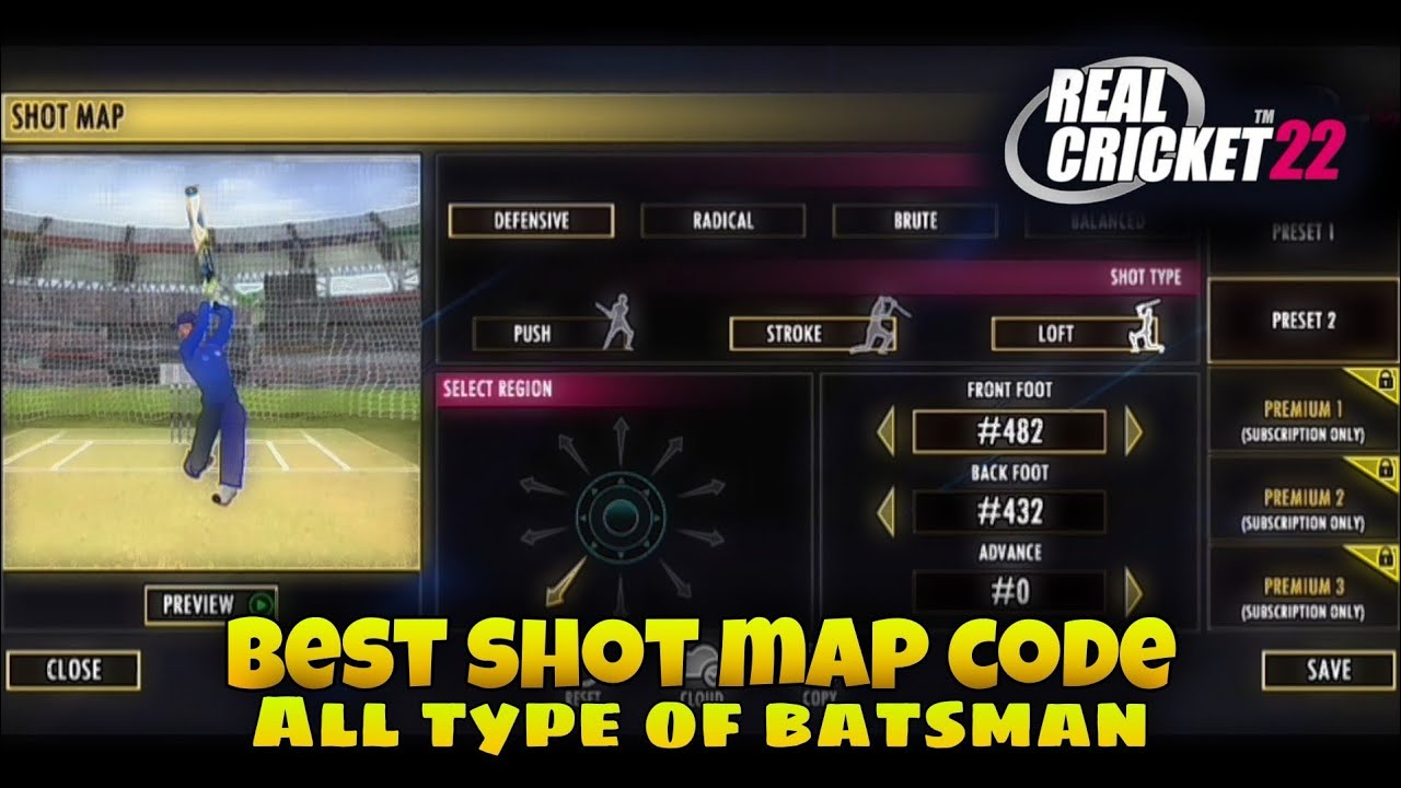 Real Cricket 22 - Best Shot Map || All type of batsman ; Preset.1.&.2 ...