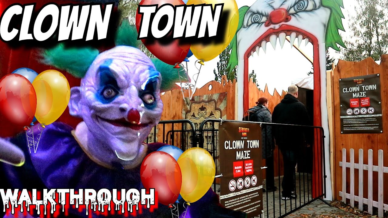 CLOWN TOWN Horror Maze - Uncut Walkthrough [Serengeti Park] - YouTube