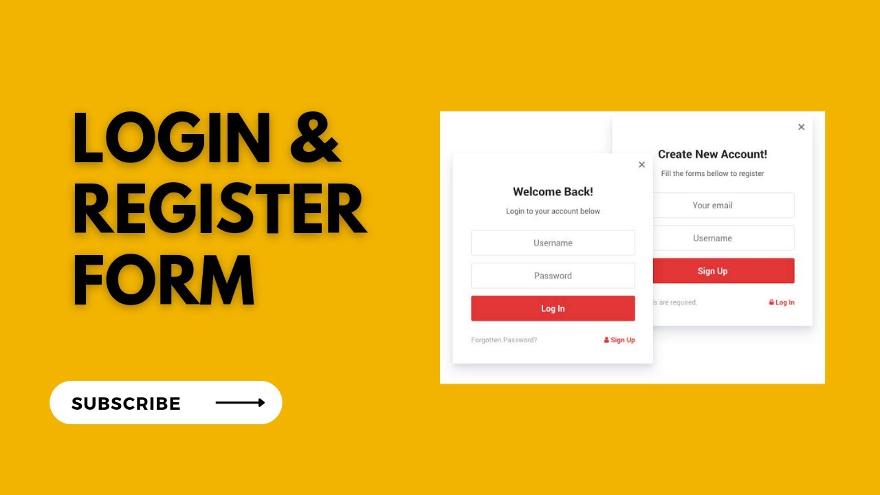 Login And Sign Up Form Using Html Css And Javascript Webcasting Youtube