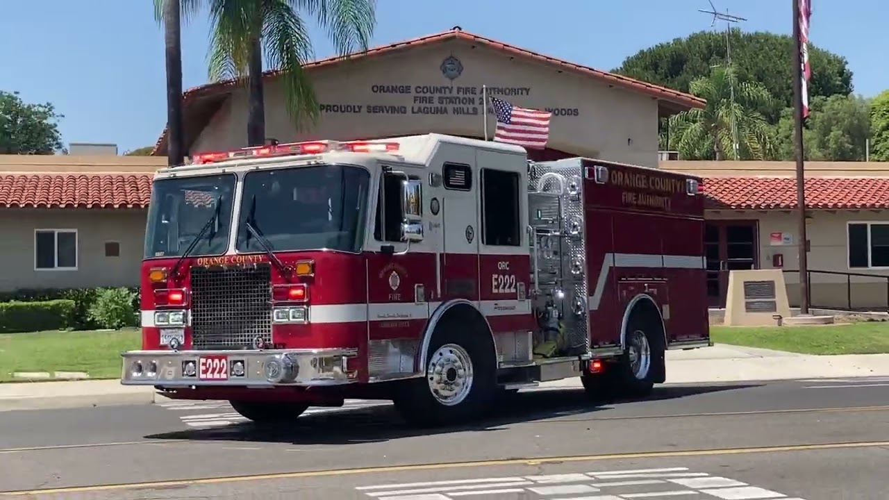 OCFA Engine 222 Responding with air horn - YouTube