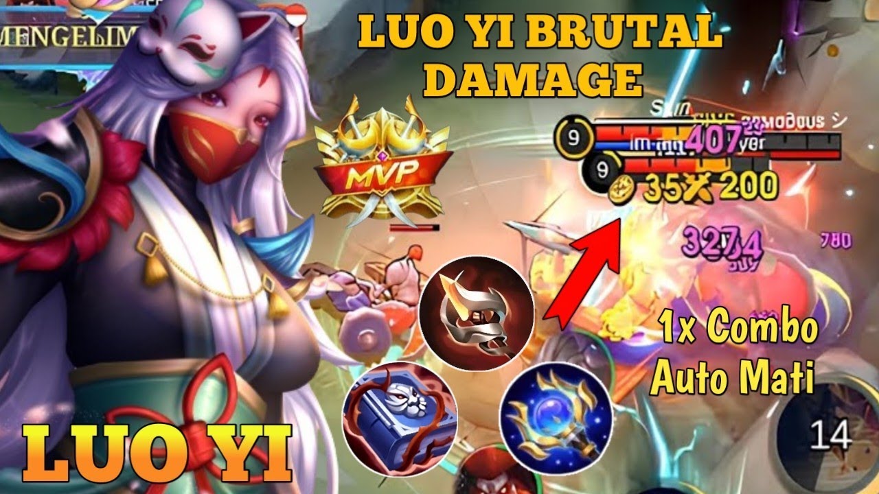 LOU YI TENKO SKIN ELIT!! FULL DAMAGE !! ITEM TERSAKIT LUO YI 2024-MLBB ...