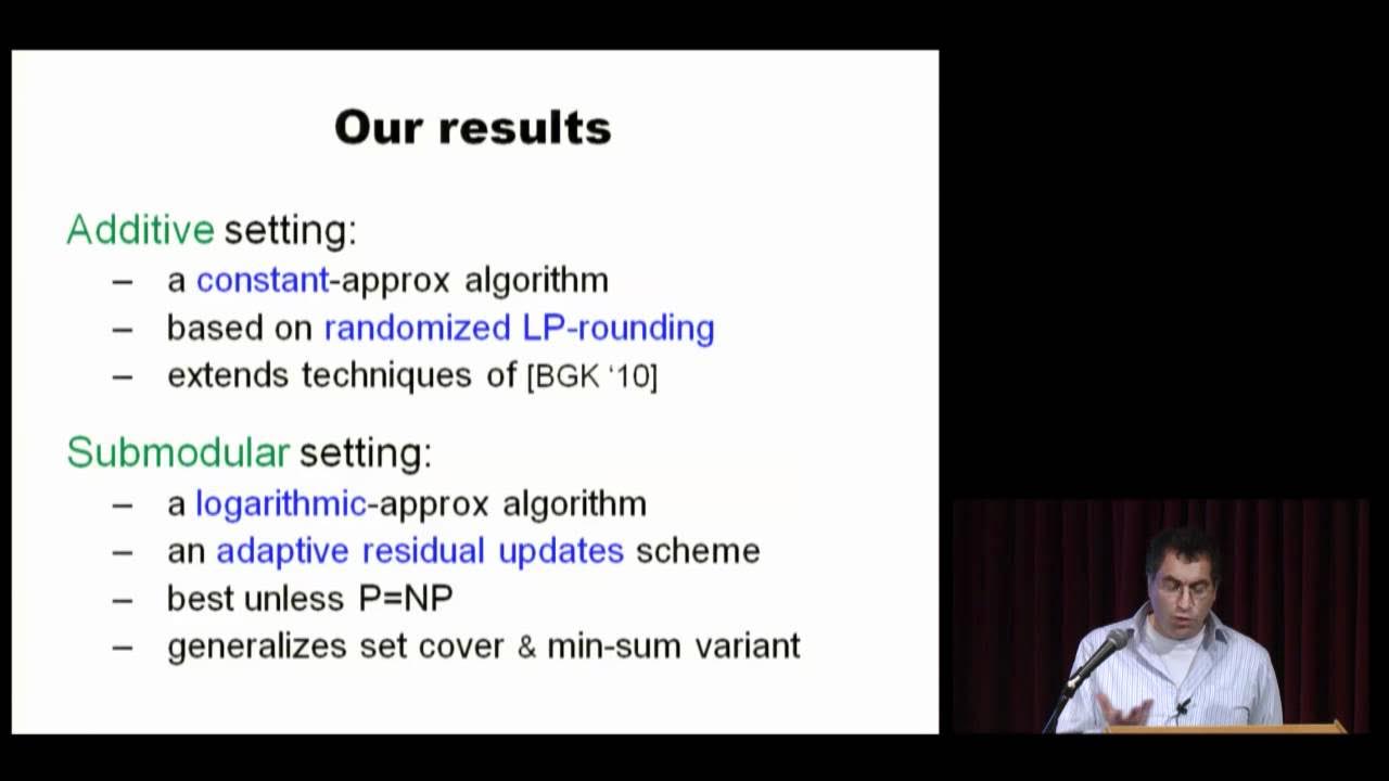 Yossi azar: fast algorithms for submodular optimization - YouTube