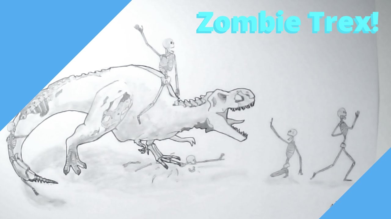 Zombie T-rex! Halloween Drawing - YouTube