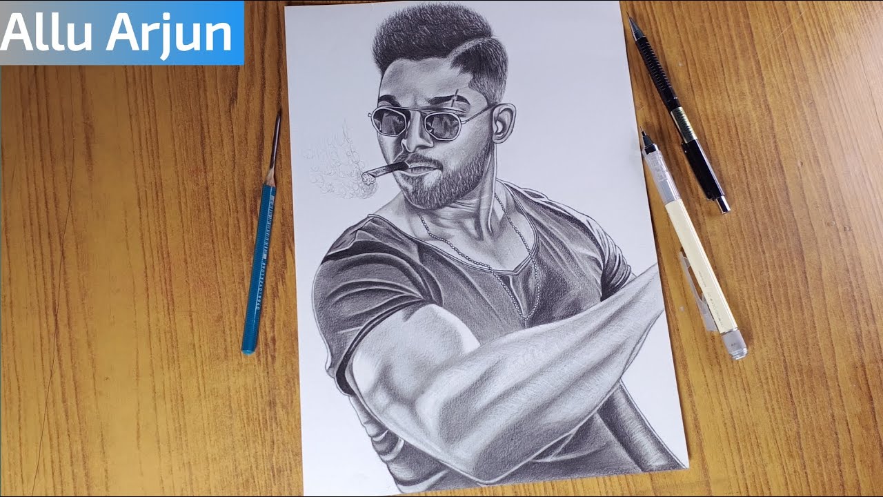 How to draw Allu Arjun | pushpa drawing, complete tutorial | pencil ...