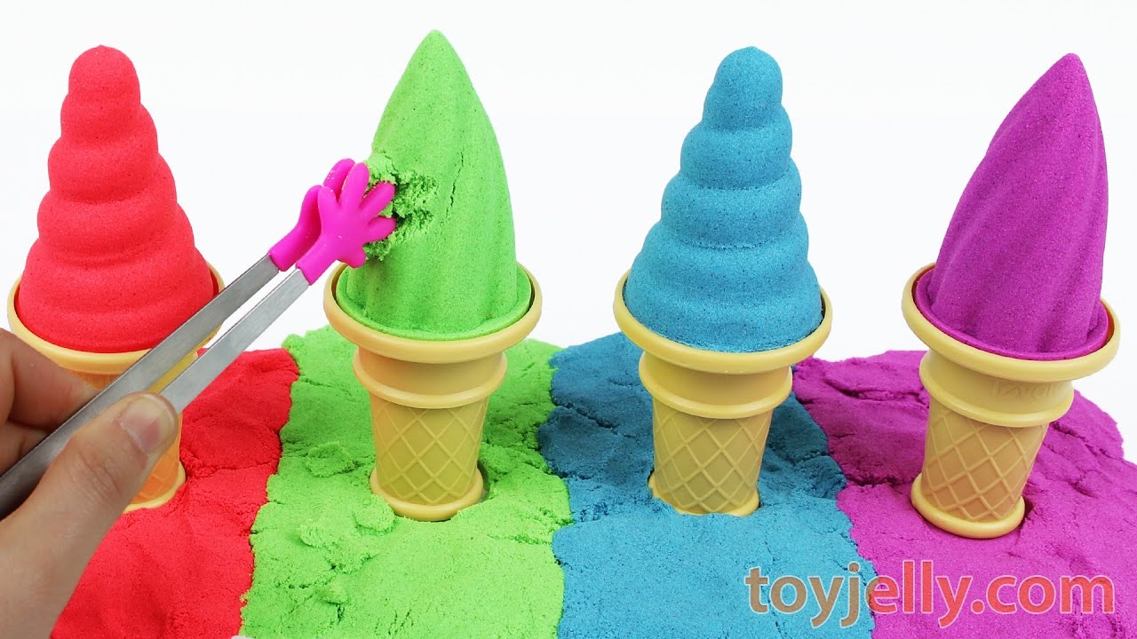 DIY How to Make Kinetic Sand Ice Cream Learn Colors Peppa Pig Tayo ...