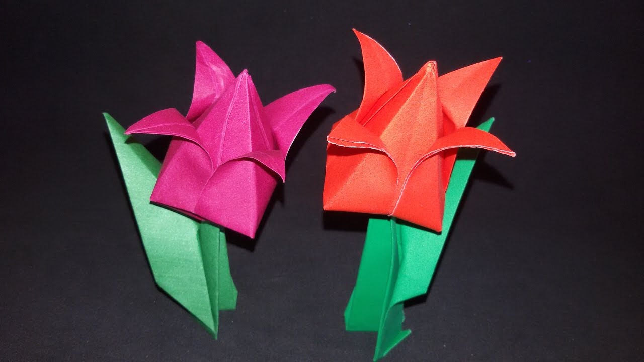 origami: Flor Tulipa muito simples de se fazer - YouTube