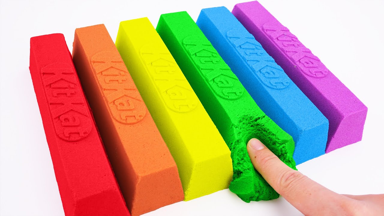 Satisfying Kinetic Sand Video 🌈 Making Rainbow Sand Bars with Cutting ...