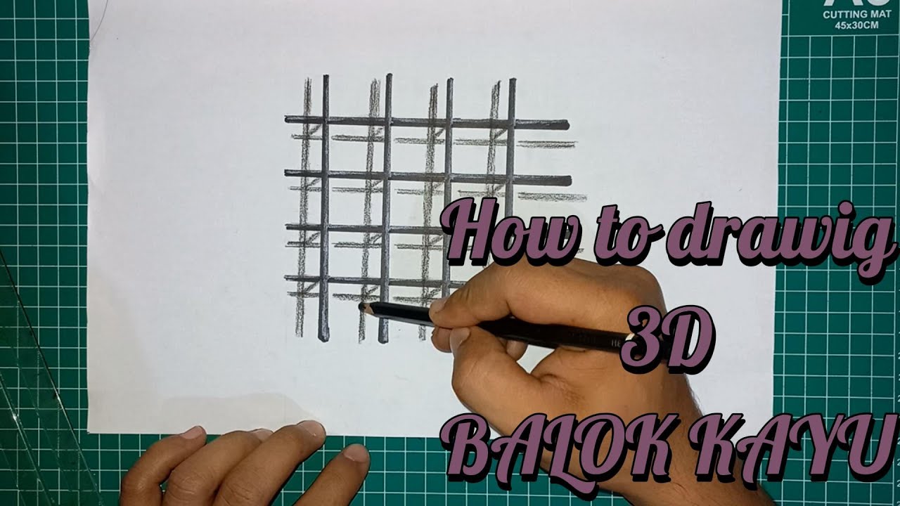 Easy to draw Melukis kayu balok 3d - YouTube