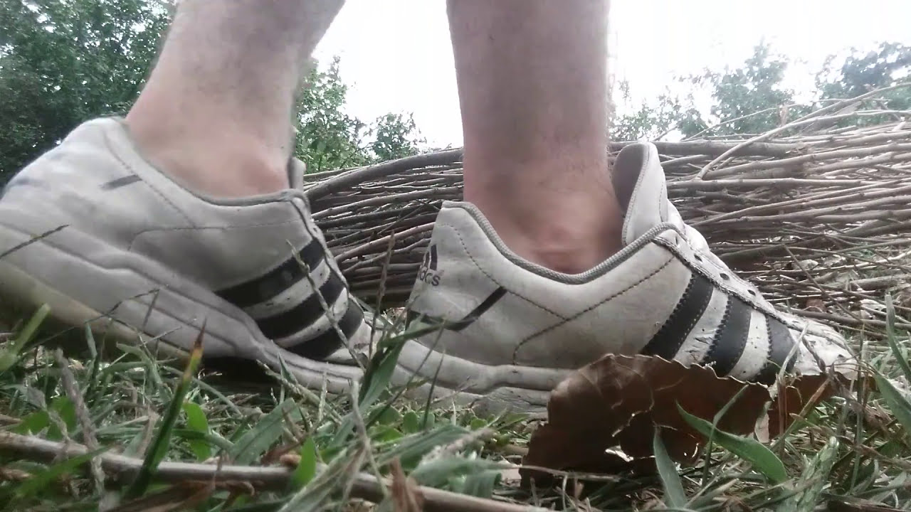 Cutting Wood In Trashed Adidas Superstar Shoes-3 - YouTube