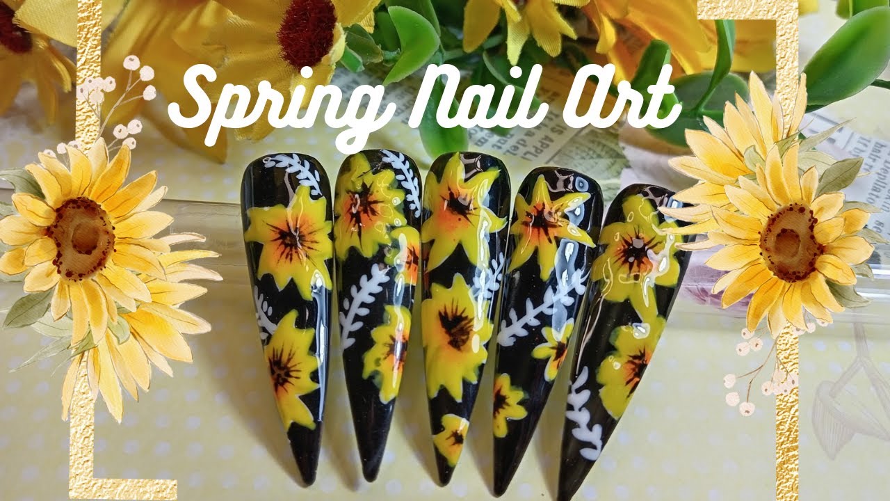 Spring Nail Design | Sunflowers - YouTube