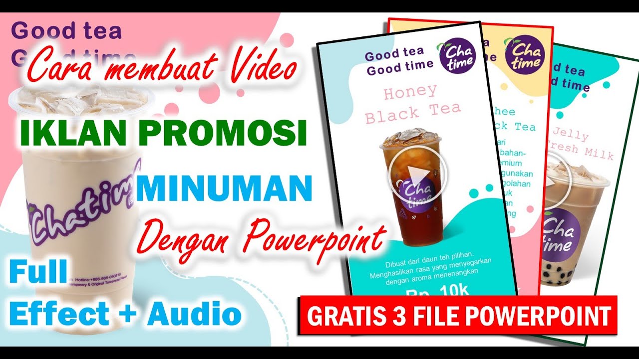 MUDAH SEKALI!! MEMBUAT VIDEO IKLAN PROMOSI MINUMAN BOBA DENGAN POWERPOINT #GRATIS TEMPLATE - YouTube