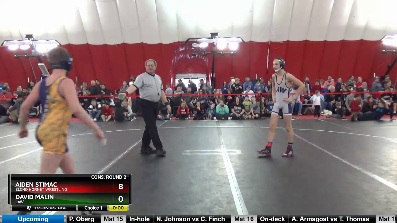 14U 125 David Malin LAW Vs Aiden Stimac Elcho Hornet Wrestling - YouTube