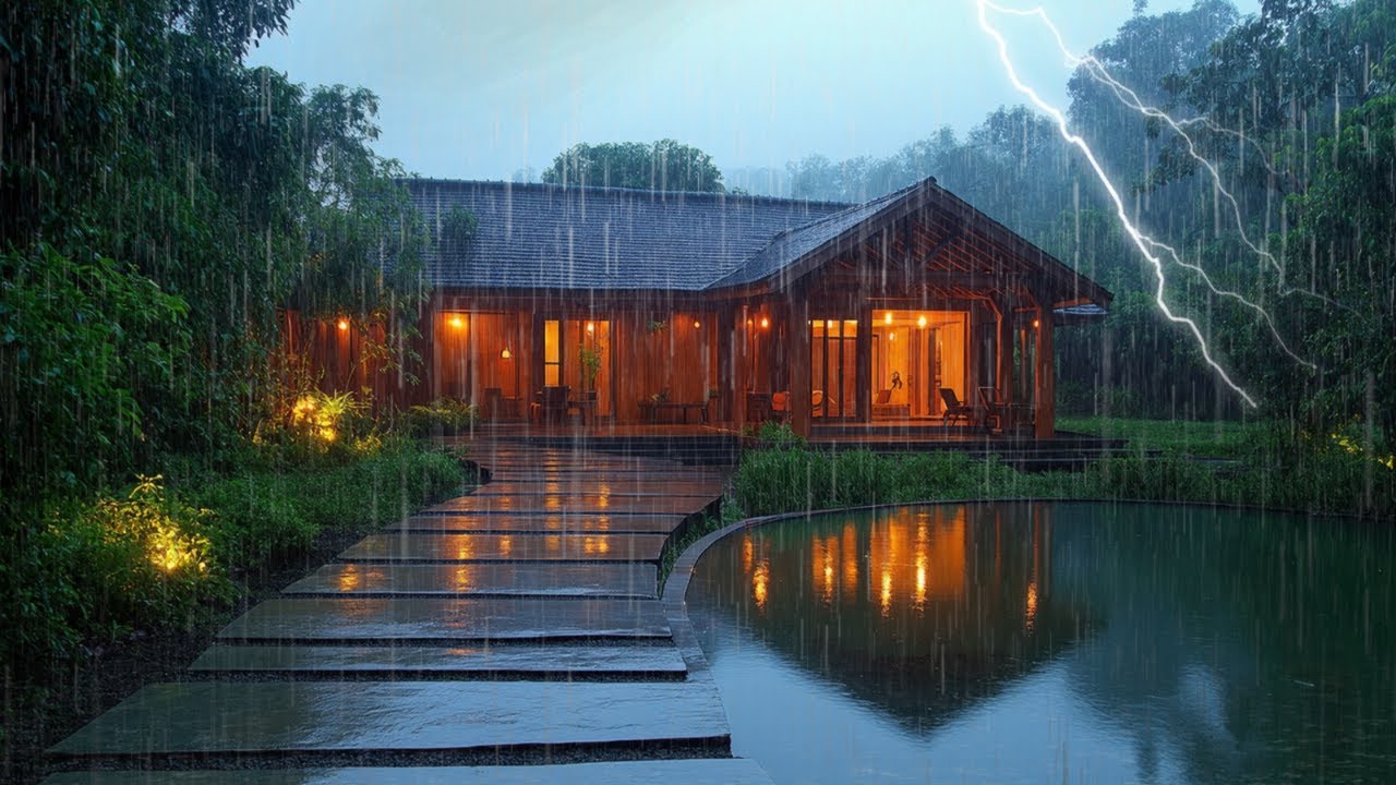 Terrible Stormy Night to Sleep Instantly | Relaxing Thunderstorm & Rain ...