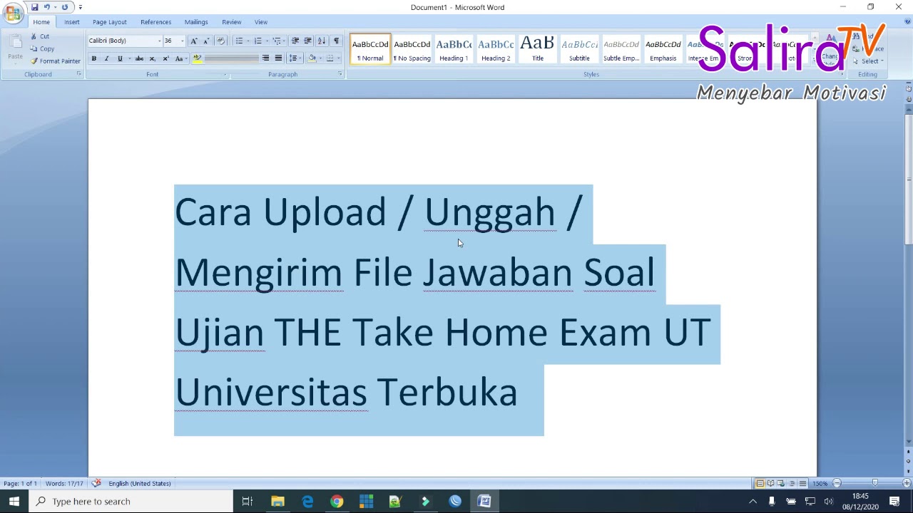 Cara Upload Unggah Mengirim File Jawaban Soal Ujian THE Take Home Exam UT Universitas Terbuka ...