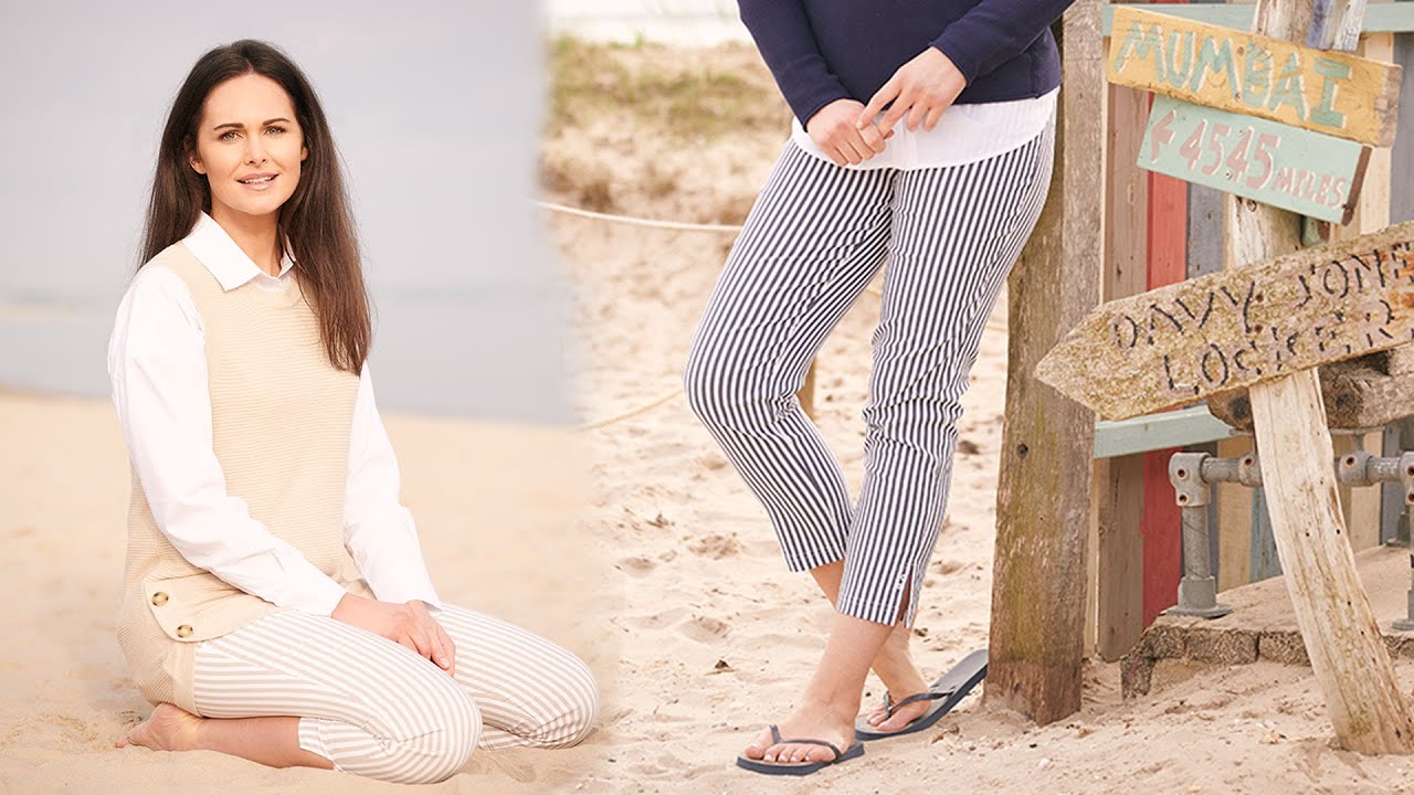 So Simply Try On - Cotton Stripe trousers - YouTube