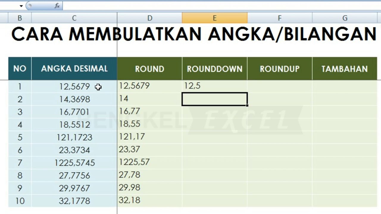 fungsi ROUND membulatkan angka di microsoft excel - YouTube