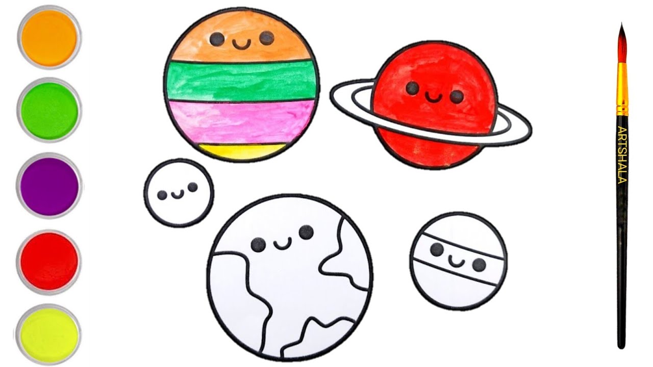 Planet Drawing, Painting And Colouring For Toddlers | How To Draw Earth ...