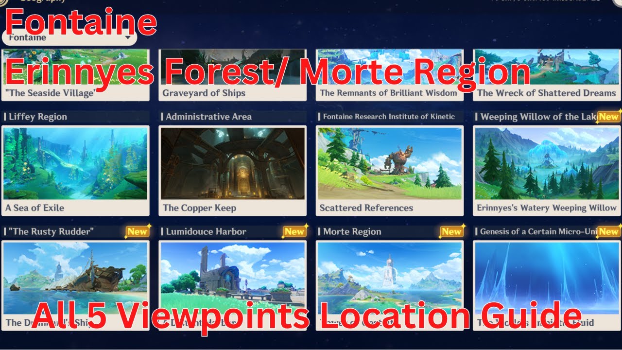 Fontaine Erinnyes Forest/ Morte Region All 5 Viewpoint Location Guide ...