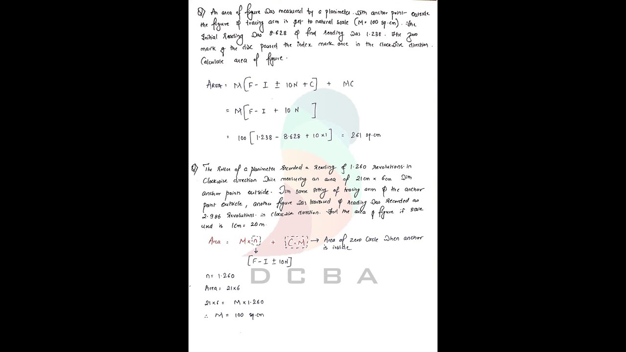 Surveying Area Calculations | Planimeter in Surveying| Numericals - YouTube