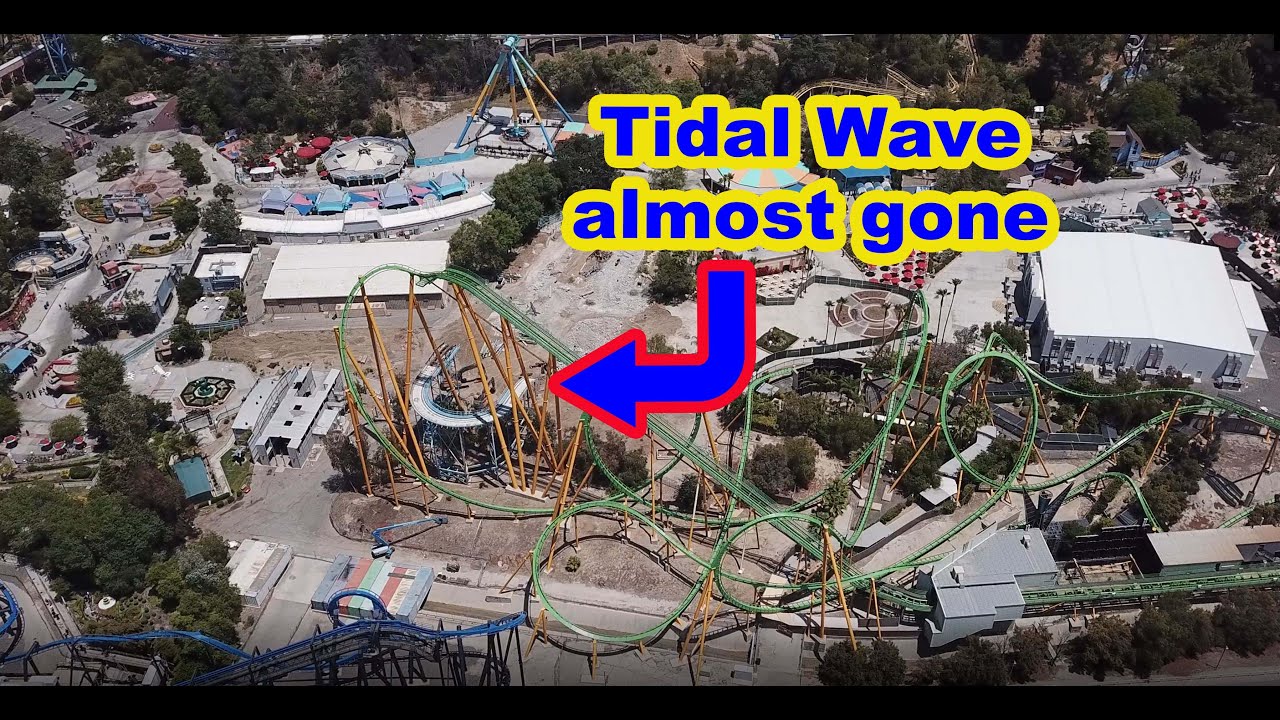 Six Flags Magic Mountain - Tidal Wave removal - Large traffic jam - New ...