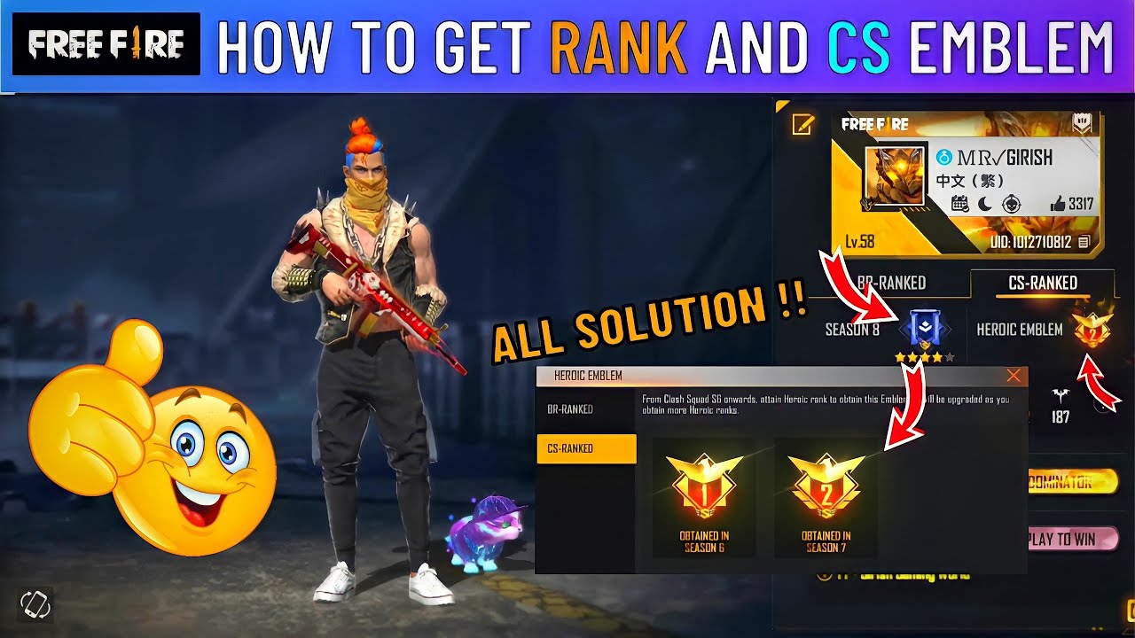 How To Get Rank And CS Rank Emblem In Free Fire | Emblems In Free Fire ...
