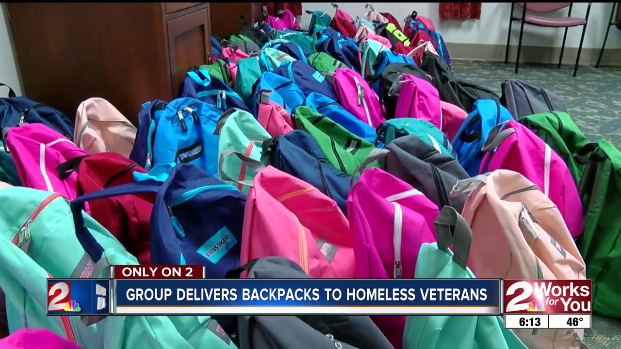 More than 100 backpacks donated to homeless veterans - YouTube