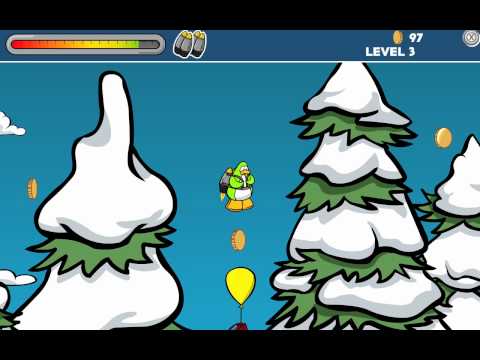 Club Penguin Jetpack Adventure Cheats [HD] - Level 3 - All Fuel Cans, 1-Ups