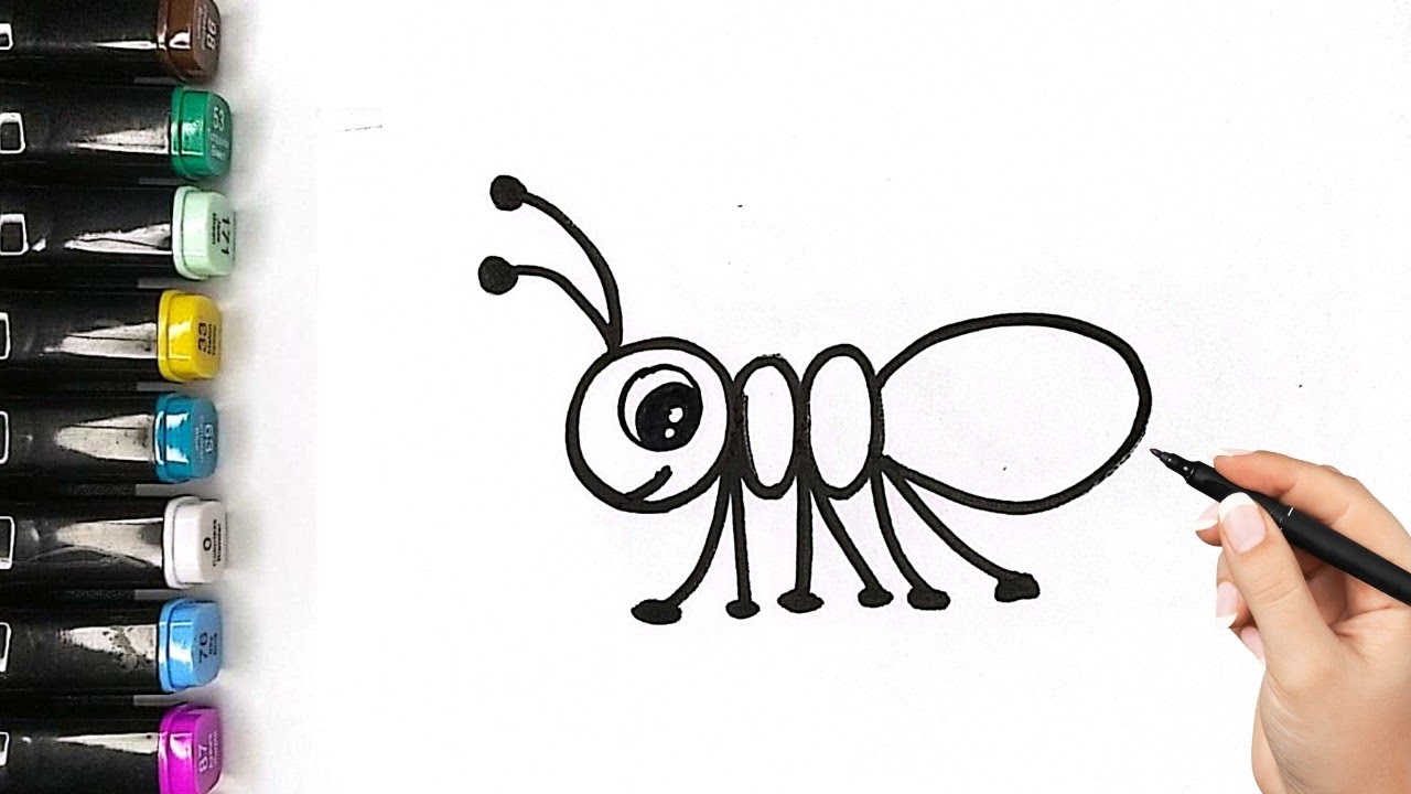 How to Draw a Cute Ant | Easy Drawings | Drawing and Coloring for Kids ...