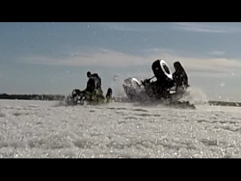 ATV flip over on frozen lake - YouTube