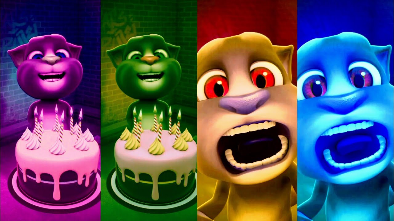 MY Talking Tom -- Happy Birthday Cartoons Colors -- FUNNY Gameplay ...
