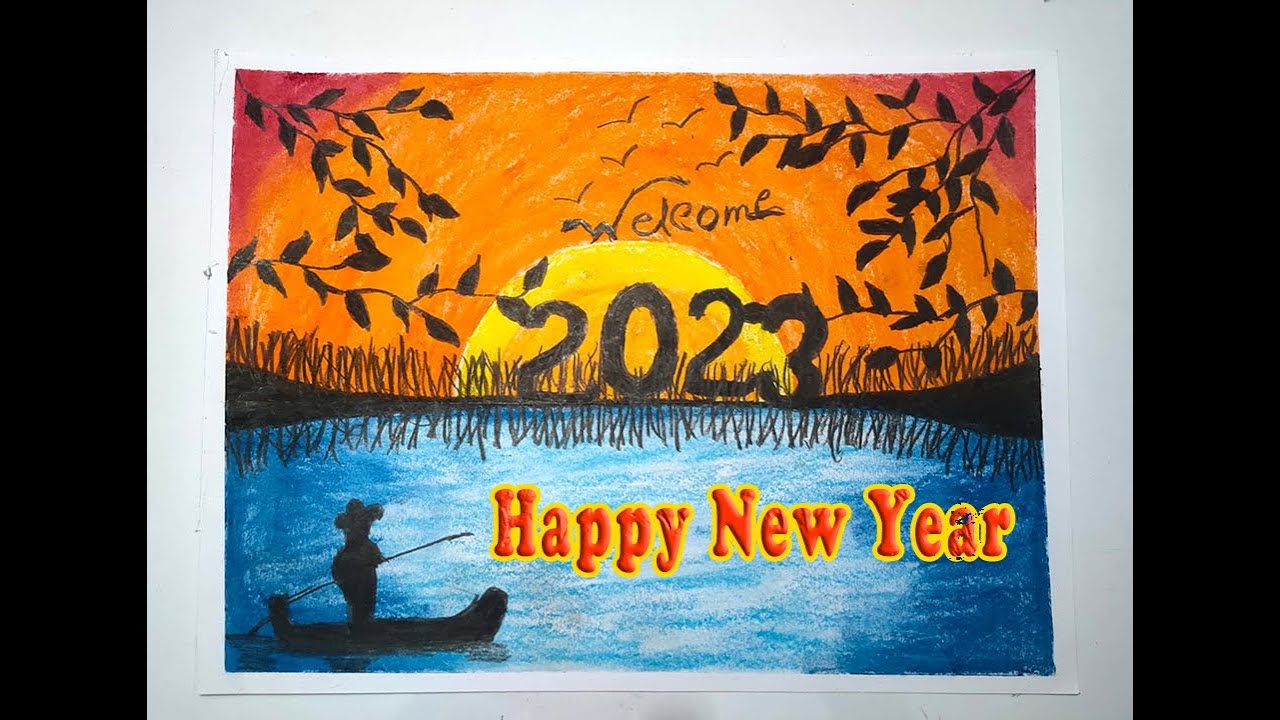 Happy New Year 2023 Drawing Easy Steps - YouTube