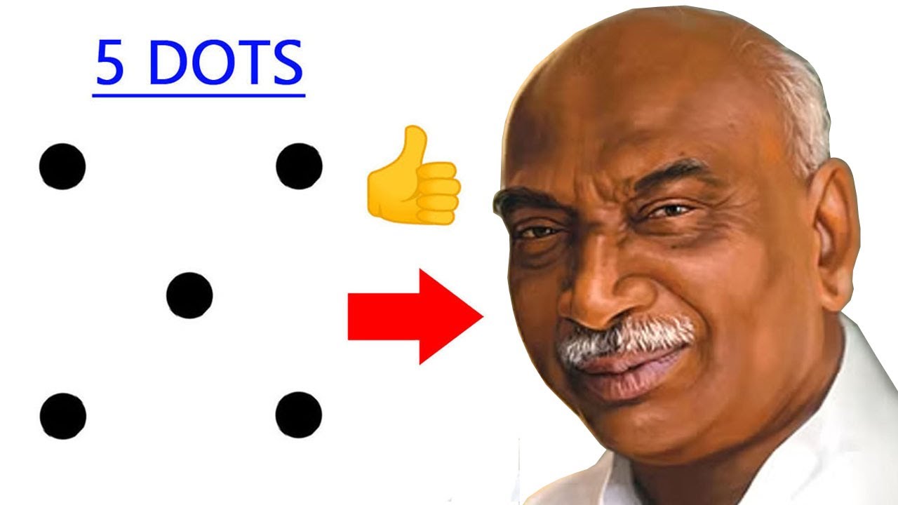 Turn 5 dots into Kamarajar drawing easy - How to draw kamarajar drawing ...