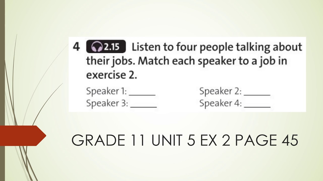 Grade 11 Unit 5A Ex 2 Page 45 - YouTube