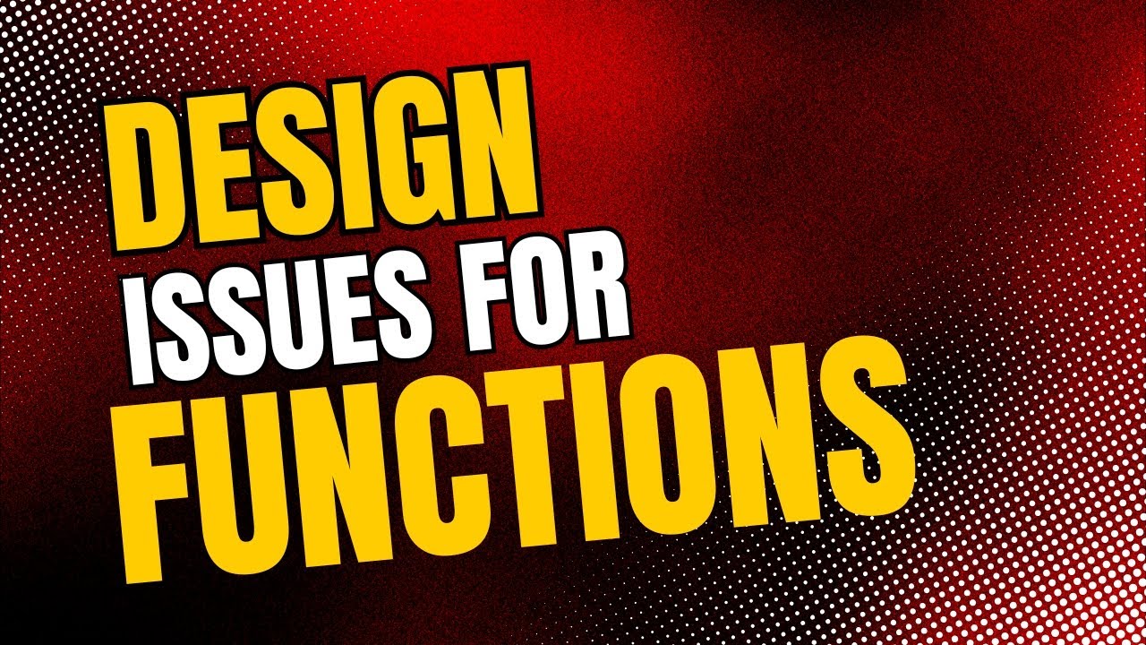 3 8 Design Issues for Functions - YouTube