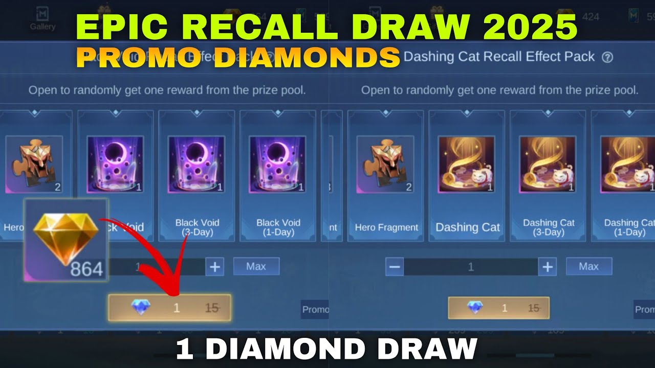 EPIC RECALL DRAW PROMO DIAMONDS 2025! BLACK VOID RECALL & DASHING CAT ...