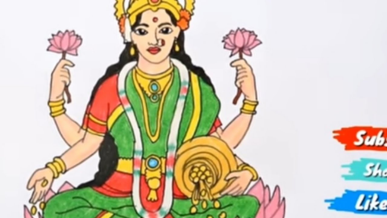 How to draw Lord Lakshmi. Step by step. All in one videos. PROBLEM ...
