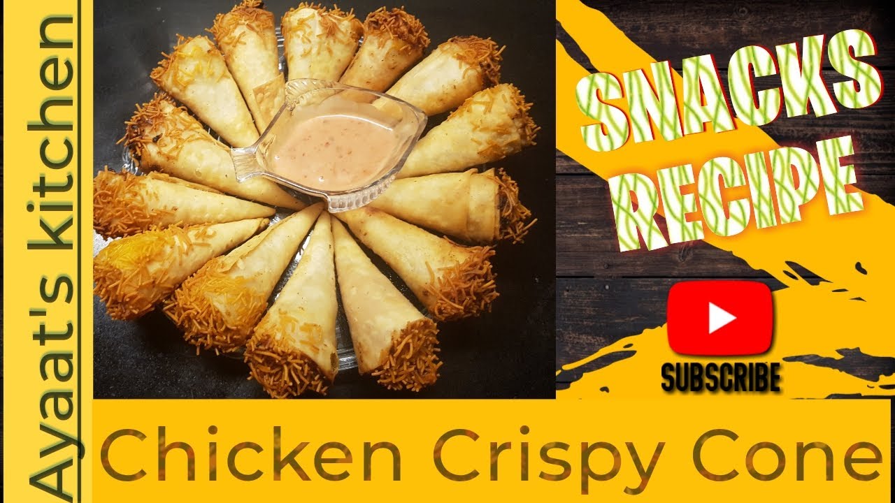 Chicken Crispy Cone Recipe | Chicken cheesy Smokey Cone | Crispy Snacks ...