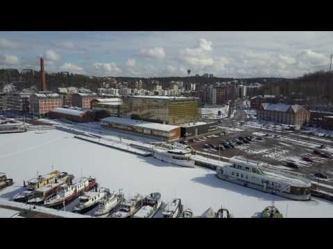A sunny spring day in Lahti - The Sibelius Hall and various scenes from the harbour.