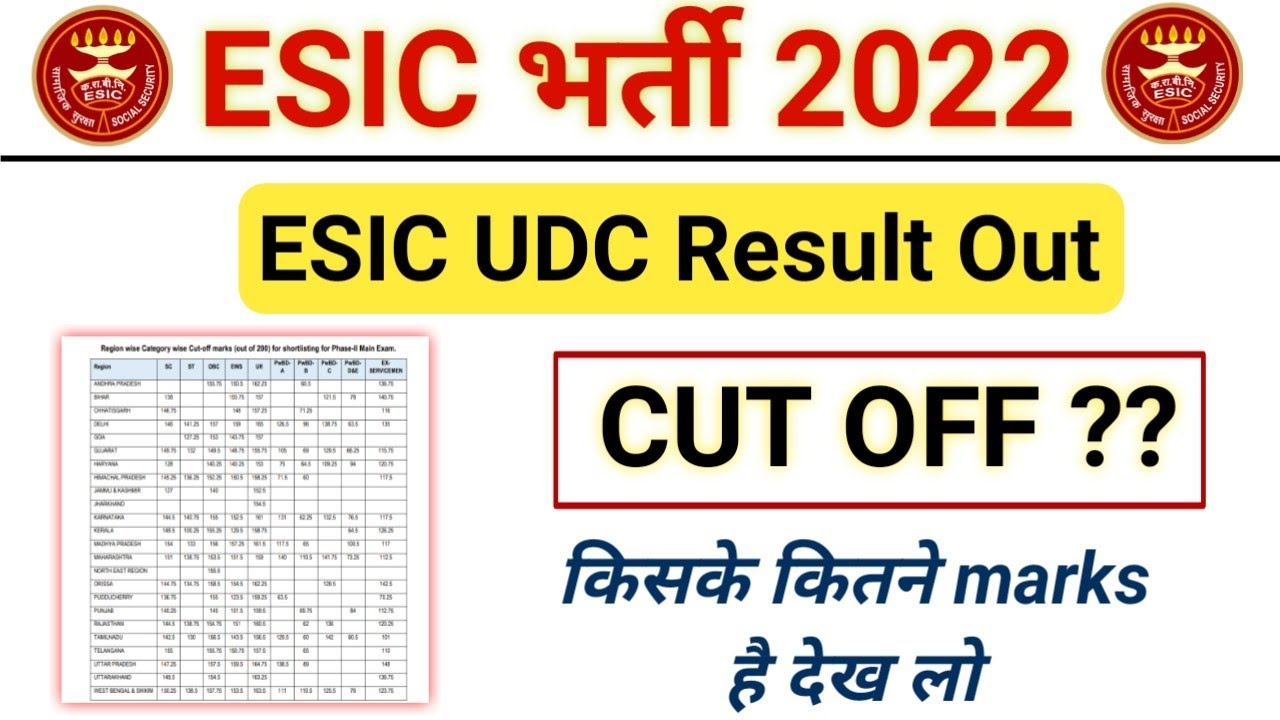esic udc result out | esic udc cut off | #esic | esic udc result, esic ...