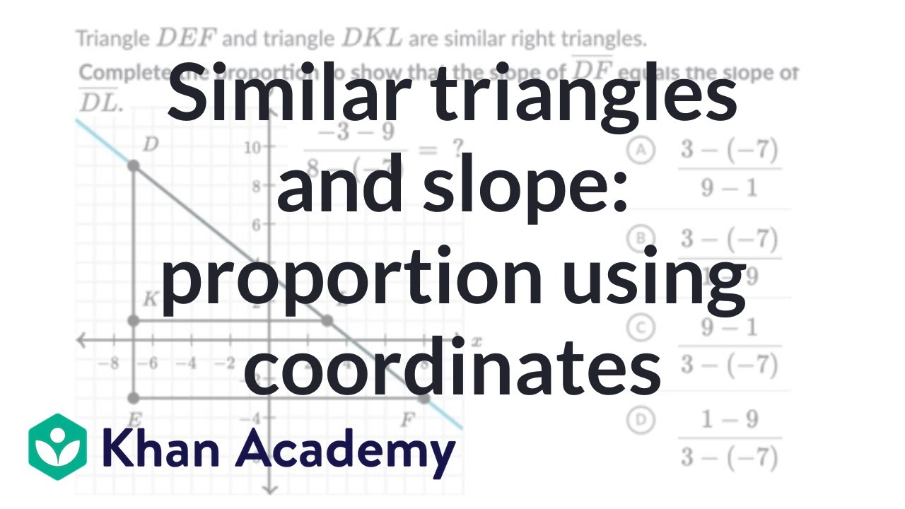Similar triangles & slope: proportion using coordinates | Grade 8 (TX ...