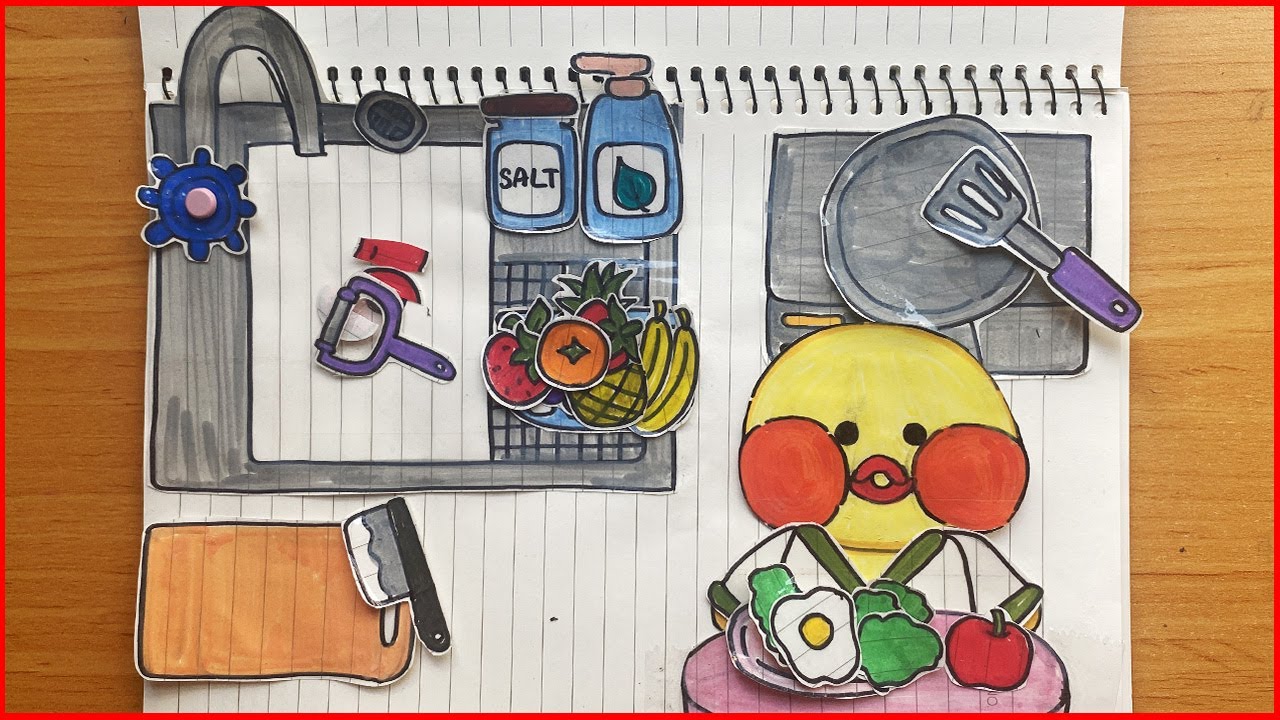 Trò chơi nấu ăn cùng vịt vàng, búp bê giấy, đồ thủ công (Lisa Channel ...