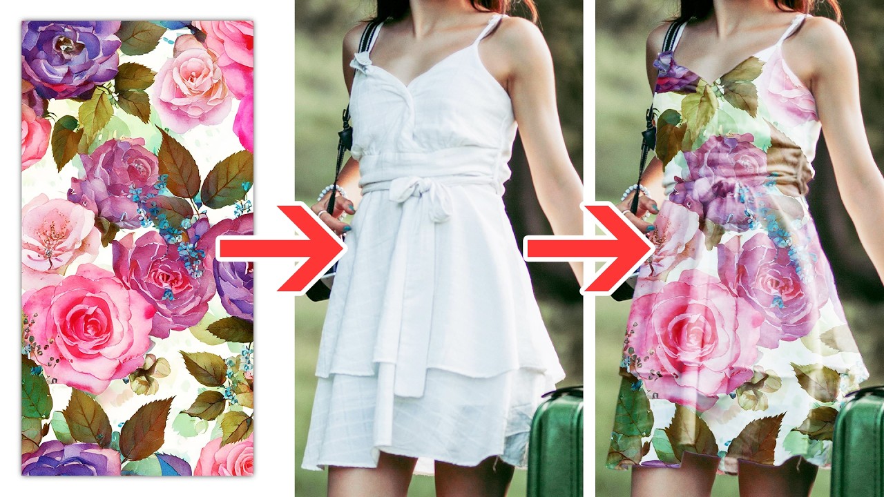 How to Add Design to Clothes in Photoshop - Pattern Mockup Dress - YouTube