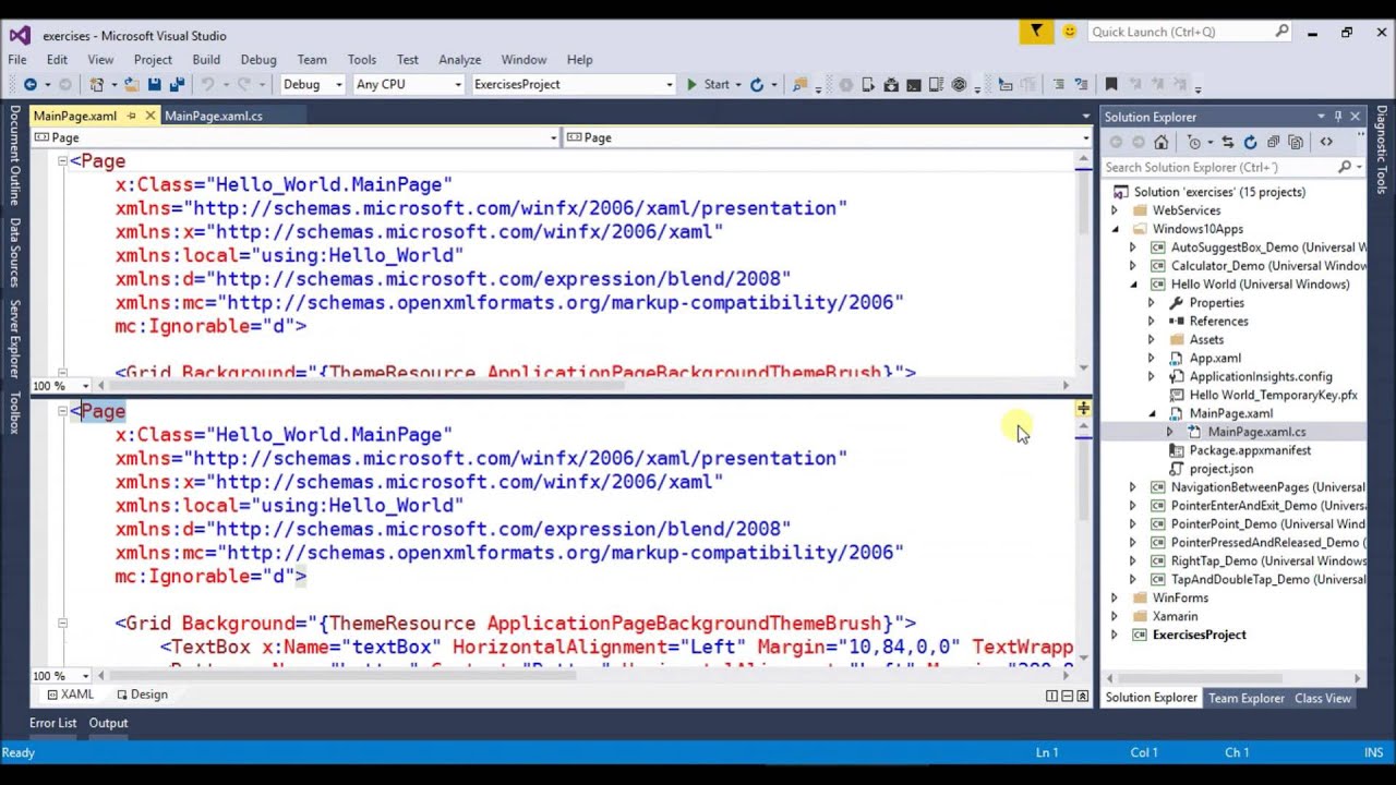 vsc 2015 xaml designer view options - YouTube