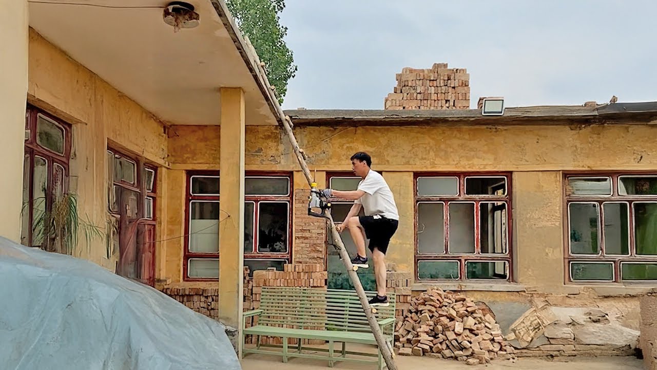 Poor boy in the countryside renovated his old house destroyed by flood ...