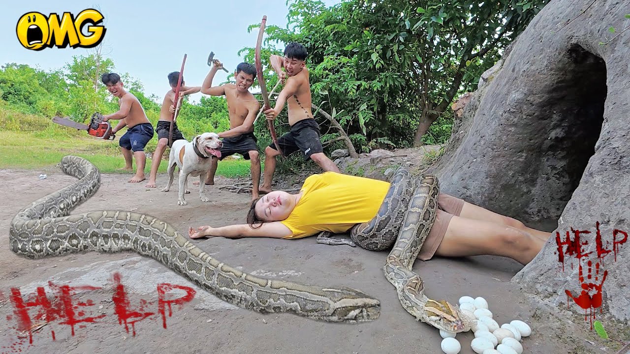 Horrifying! 4 brave hunters and Pitbull rescue ethnic girl attacked by ...