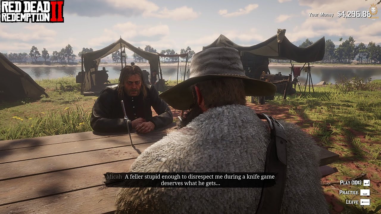 RDR2 - Micah attempts to scare Arthur before they play a game of finger ...